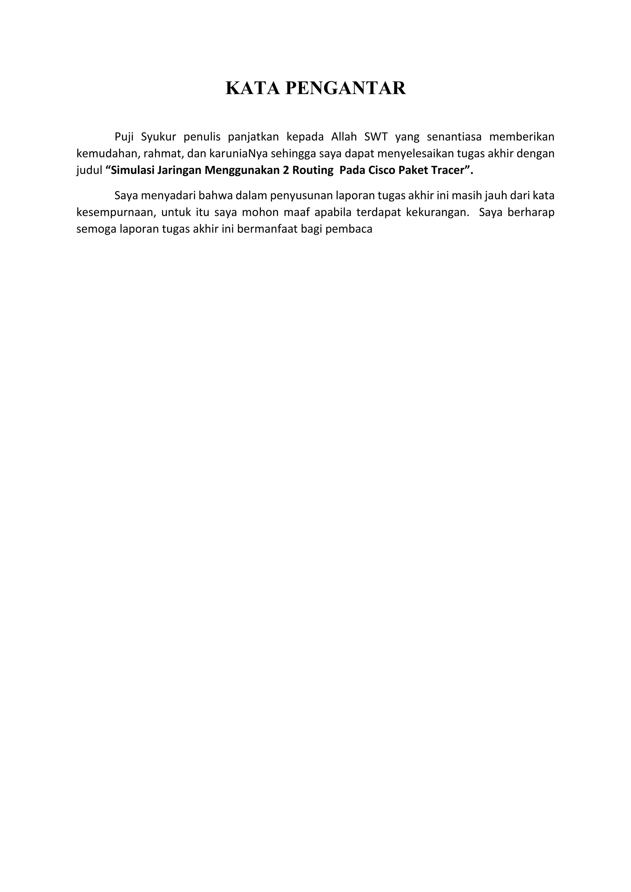 Simulasi Jaringan Menggunakan 2 Routing Protocol Yang Berbeda Pada Cisco Packet Tracer Pdf