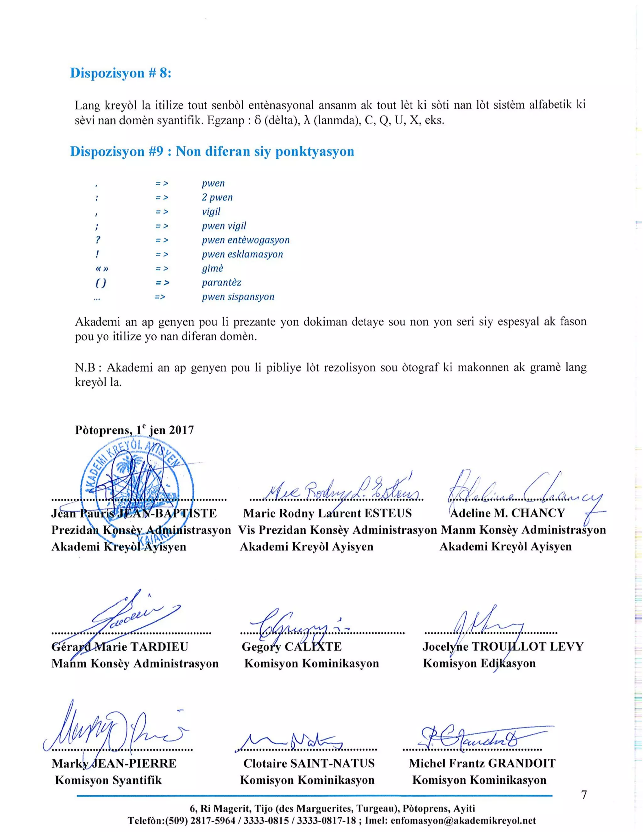 Premye rezolisyon sou òtograf kreyòl ayisyen an | PDF