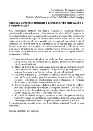 Rezolutie Conferinta Nationala Profesori | PDF