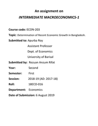 An assignment on INTERMEDIATE MACROECONOMICS | PDF