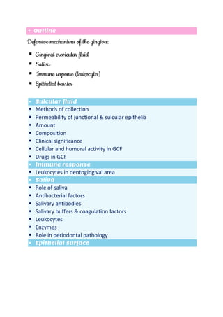 Defensive mechanisms of the gingiva | PDF