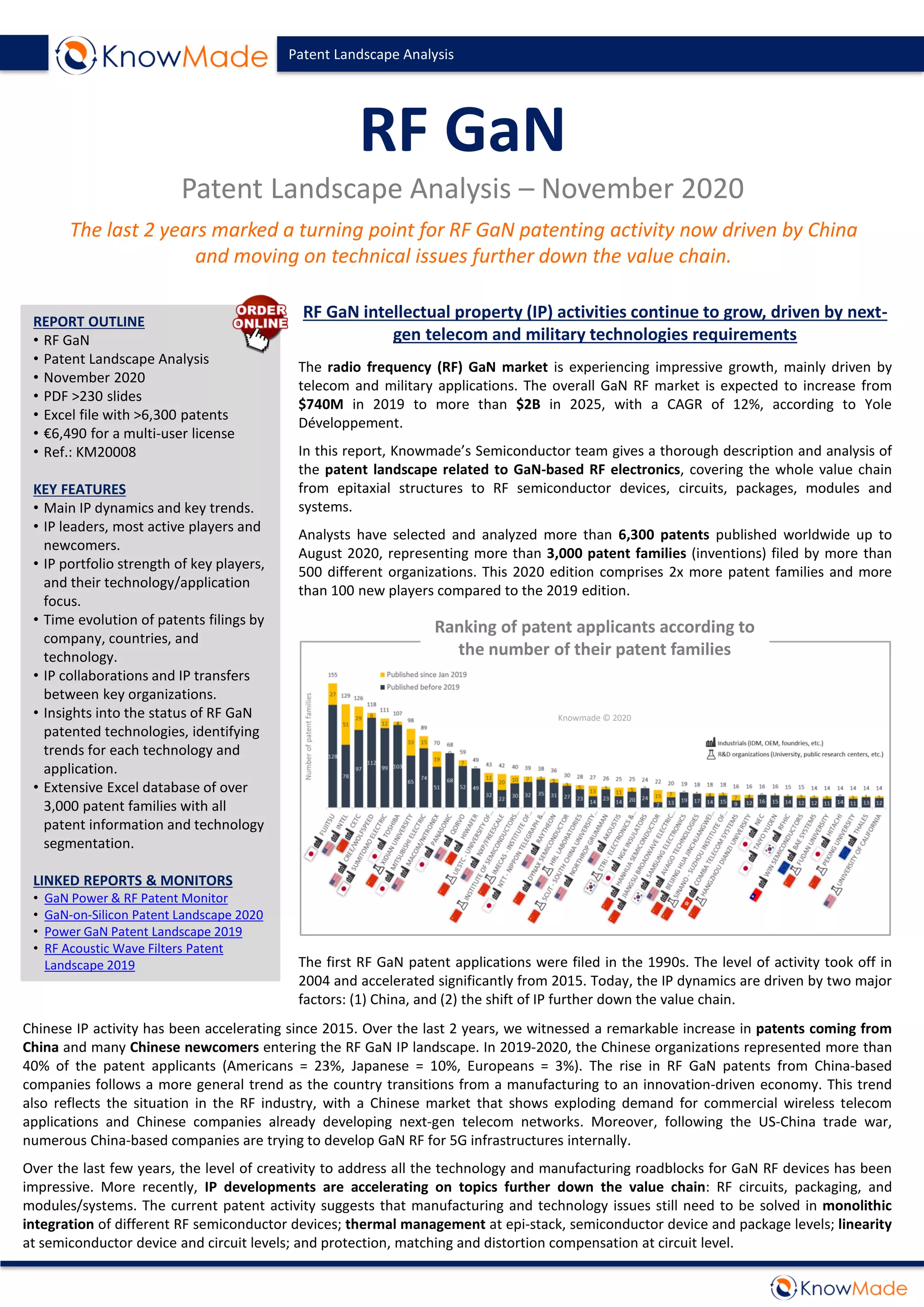 RF GaN patent landscape 2020 flyer | PDF
