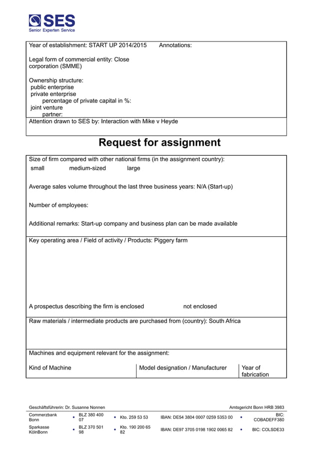 Rfa ses application lebeko | RTF | Agriculture | Industries