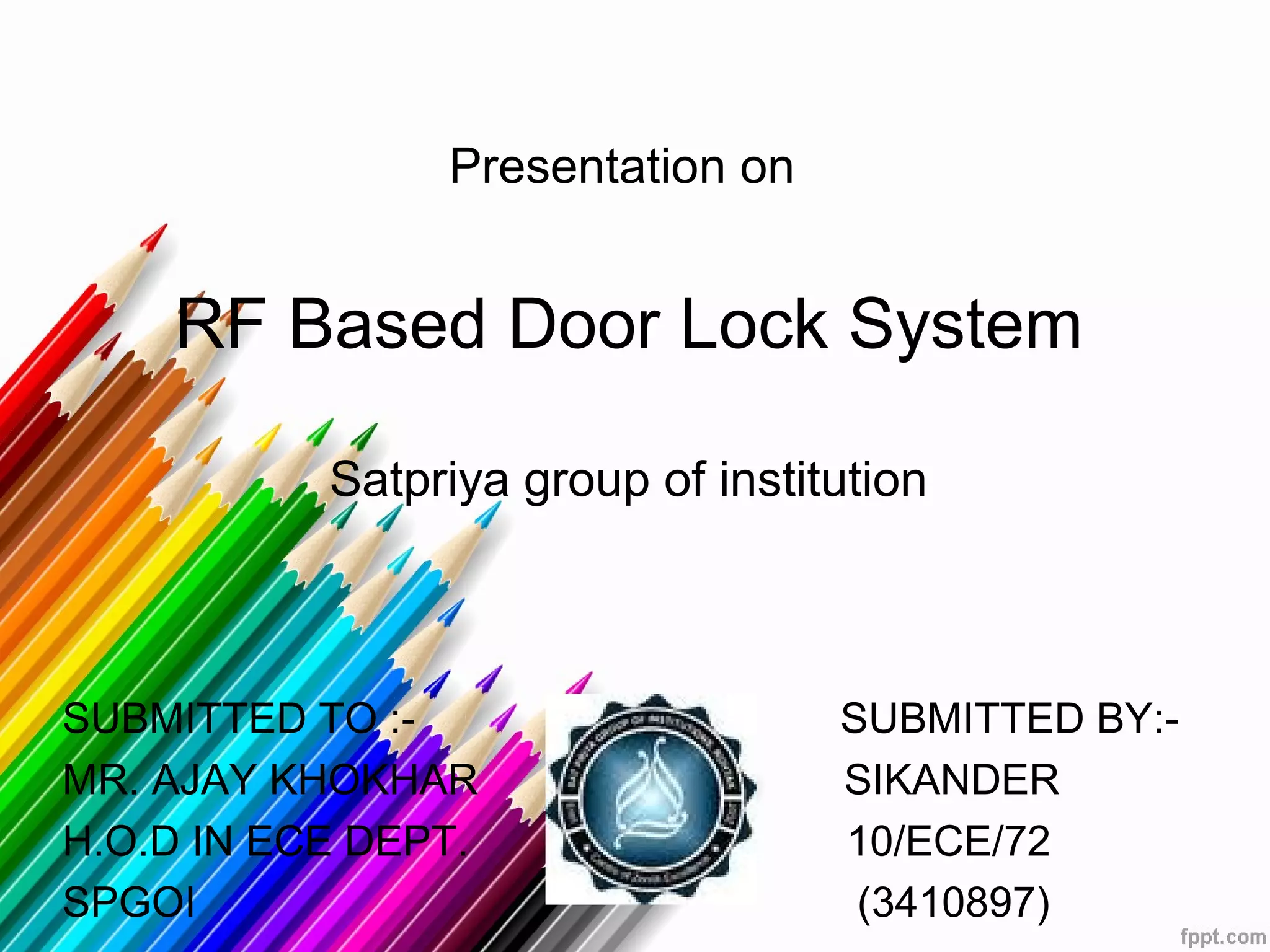 Rf bases door lock system | PPT | Computer Peripherals | Computing