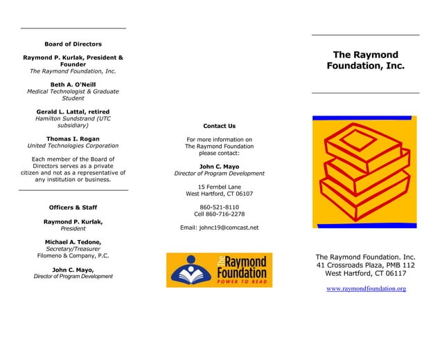 Raymond Foundation Brochure | DOCX | Primary Education | Education