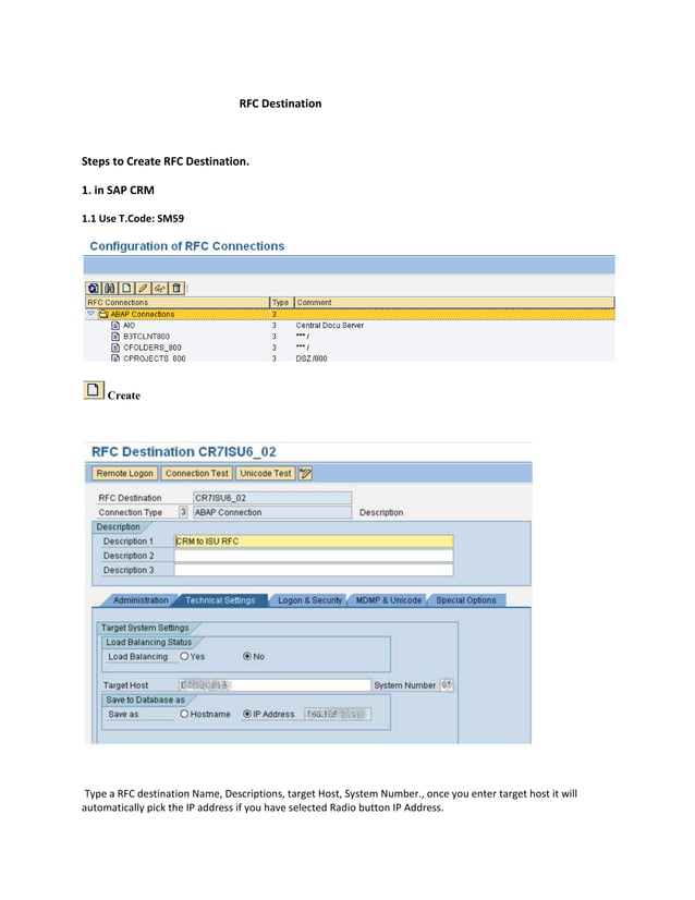 RFC destination step by step | PDF