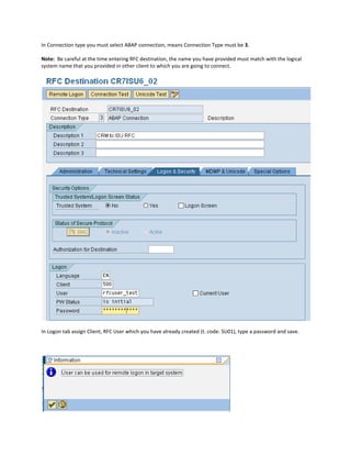 RFC destination step by step | PDF