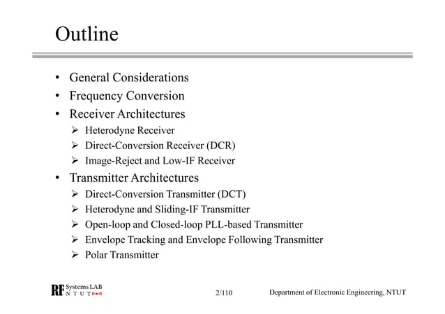 RF Module Design - [Chapter 4] Transceiver Architecture | PDF