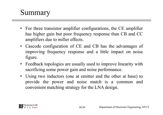 RF Module Design - [Chapter 5] Low Noise Amplifier | PDF