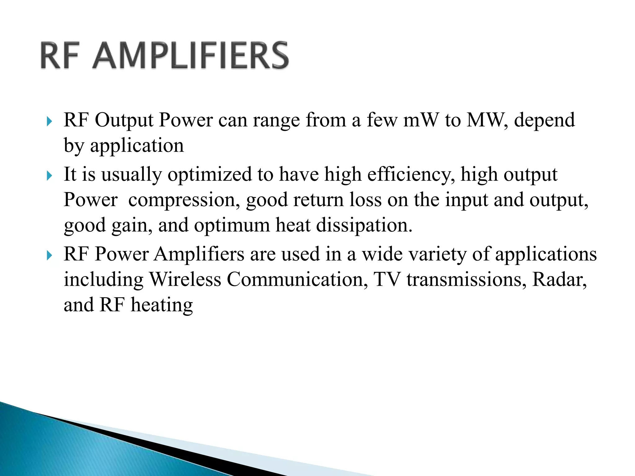 Radio Frequency and Intermediate Frequency Amplifiers | PPTX