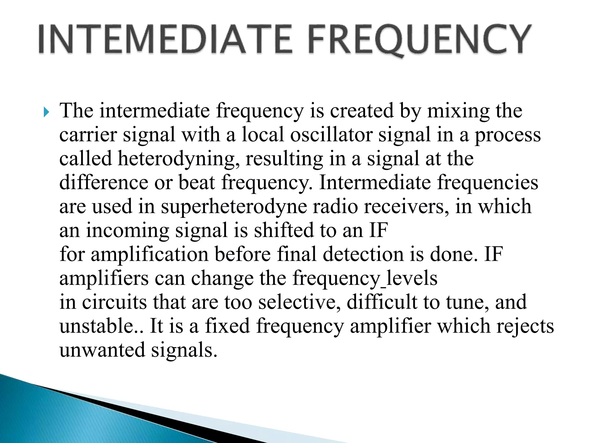 Radio Frequency and Intermediate Frequency Amplifiers | PPTX