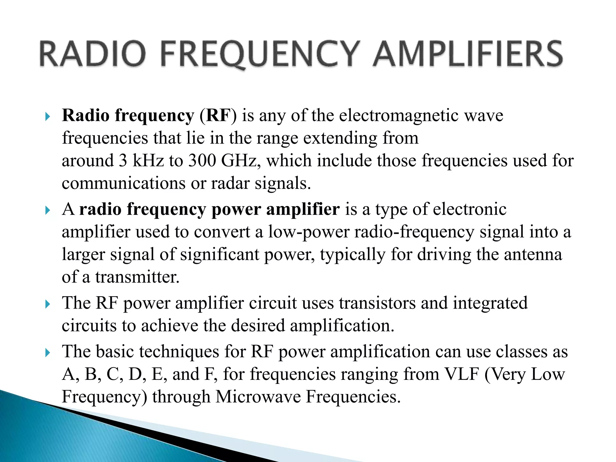 Radio Frequency and Intermediate Frequency Amplifiers | PPT