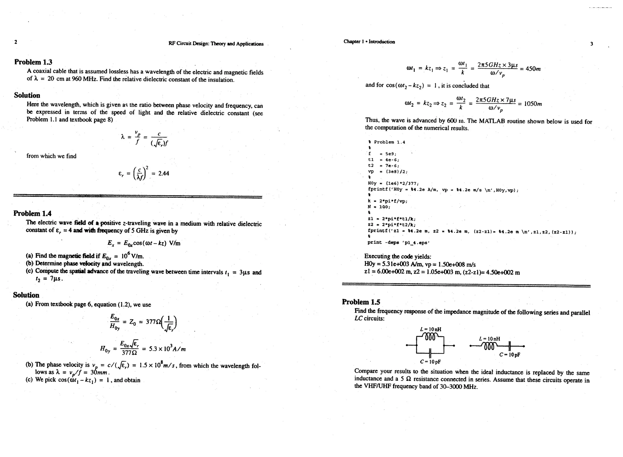 Rf Circuit Design Theory And Application By Ludwig Bretchko Solution