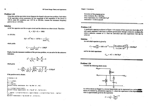 Rf circuit design_theory_and_application_by_ludwig_bretchko_-_solution_manual | PDF
