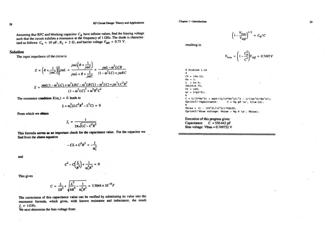 Rf circuit design_theory_and_application_by_ludwig_bretchko_-_solution_manual | PDF
