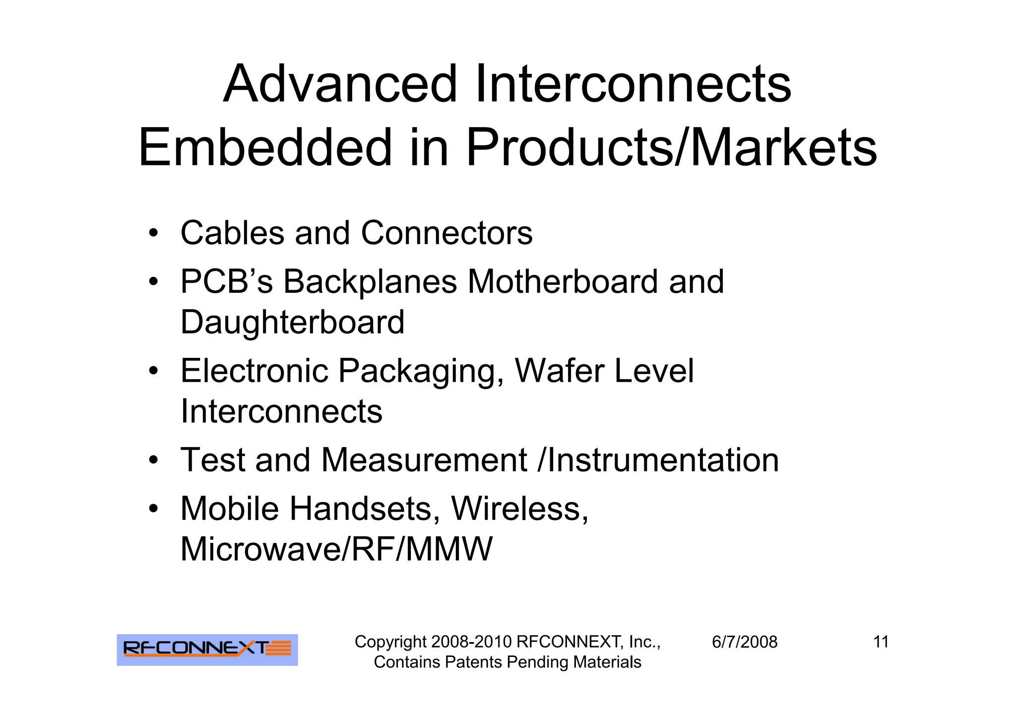 RFCONNEXT\’s HIGH SPEED INTERCONNECT TECHNOLOGIES AND APPLICATIONS | PDF