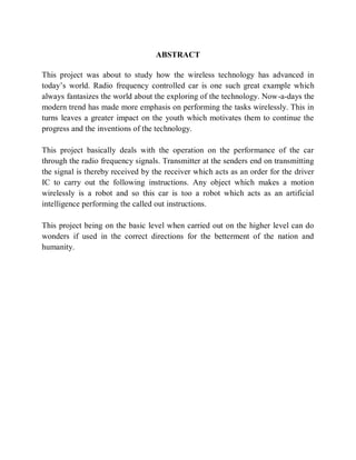 A report on Rf controlled car | PDF