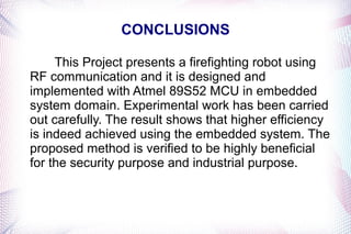 Rf controlled fire fighting robot | PPT