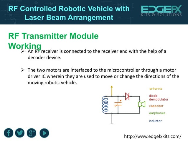 RF Controlled Robotic Vehicle With Laser Beam Arrangement | PPT