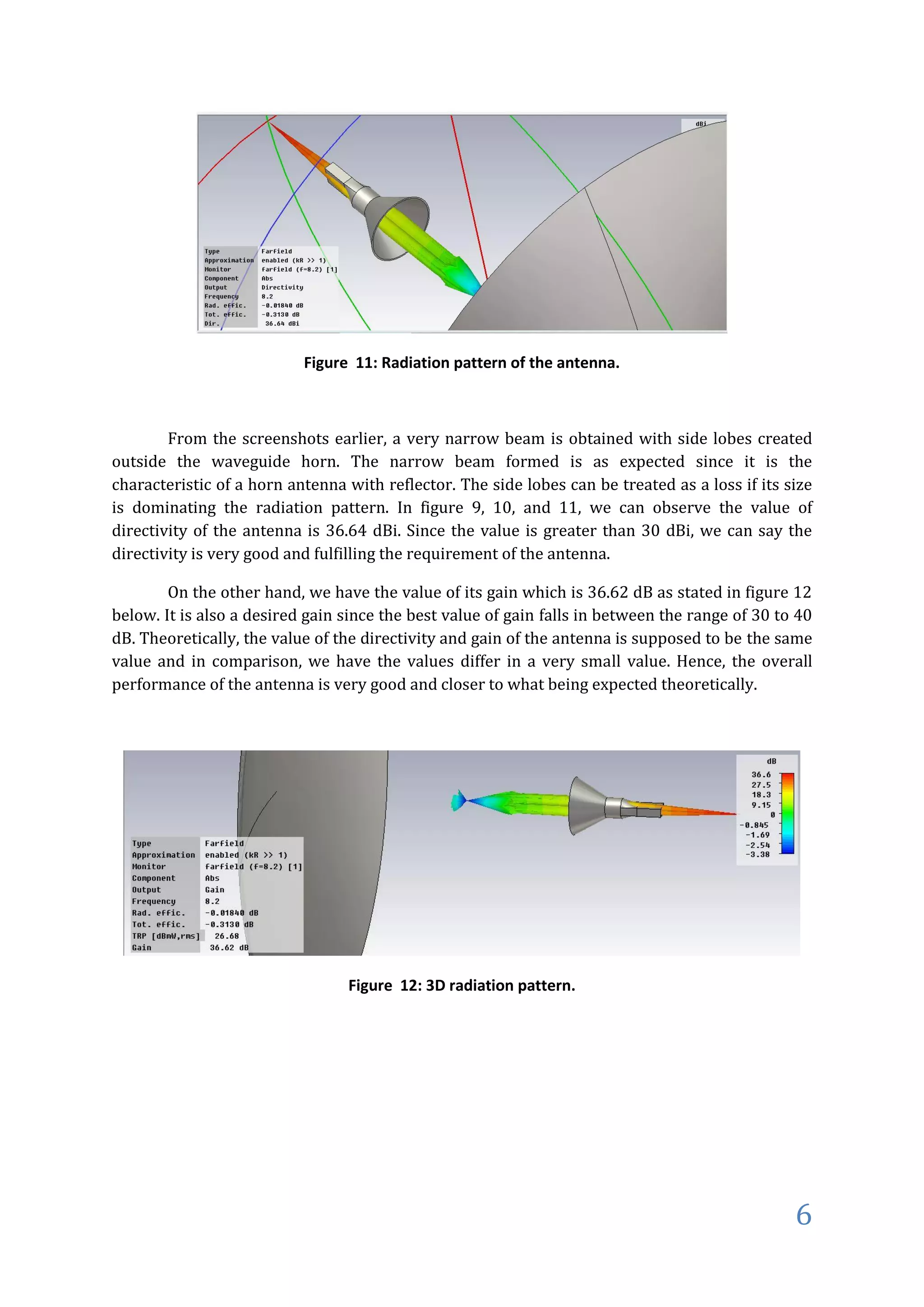 Conical horn antenna with parabolic reflector using cst | PDF