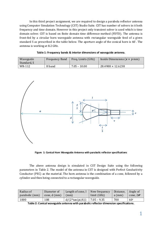 Conical horn antenna with parabolic reflector using cst