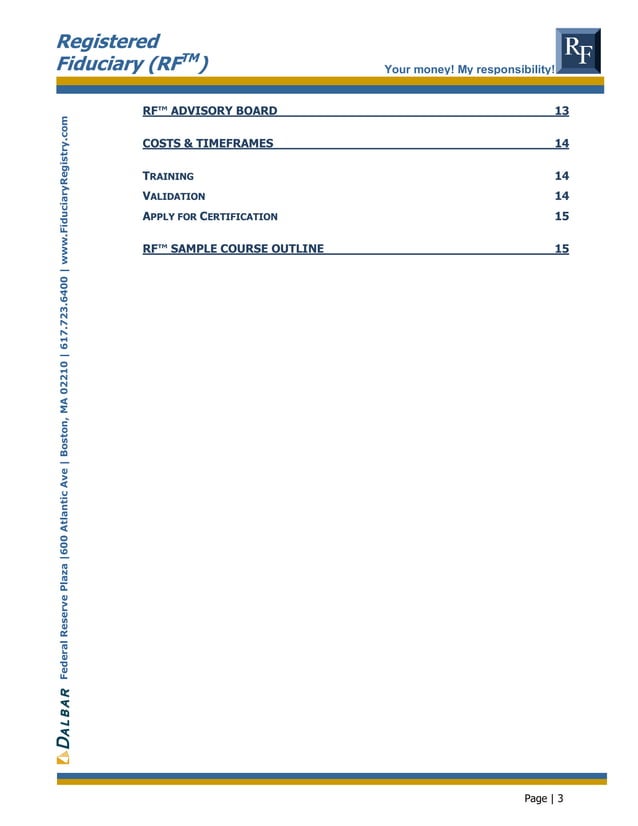 Registered Fiduciary Designation by Dalbar | PDF