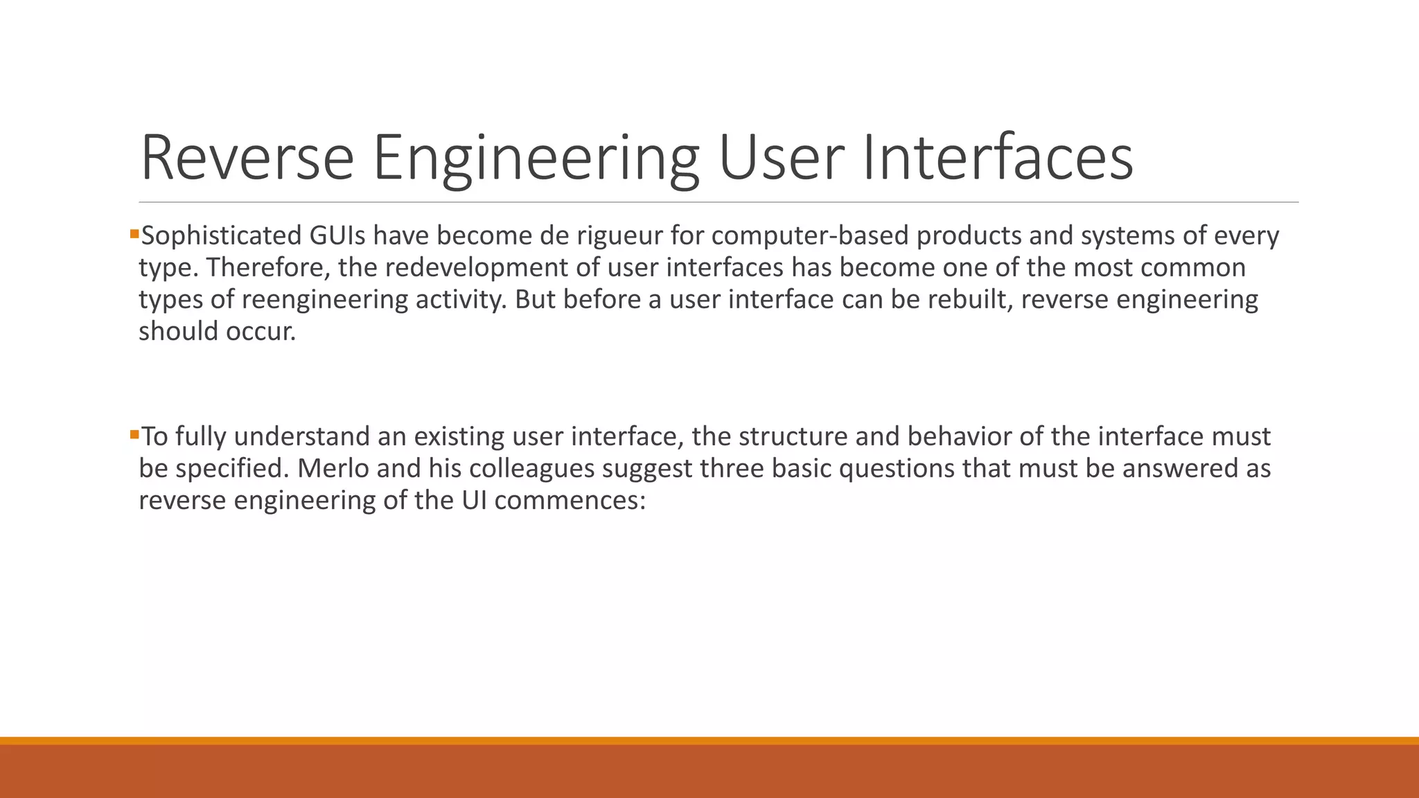 Reengineering including reverse & forward Engineering | PPTX