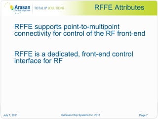 Radio Frequency Front End (RFFE) MIPI core from Arasan Chip Systems | PPT