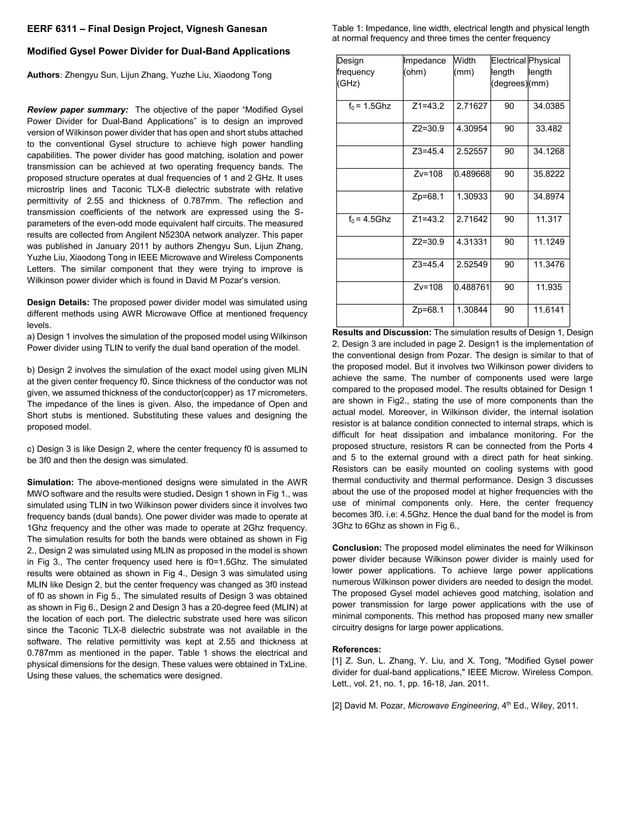 Rf And Microwave Circuitsfinal Design Project Pdf