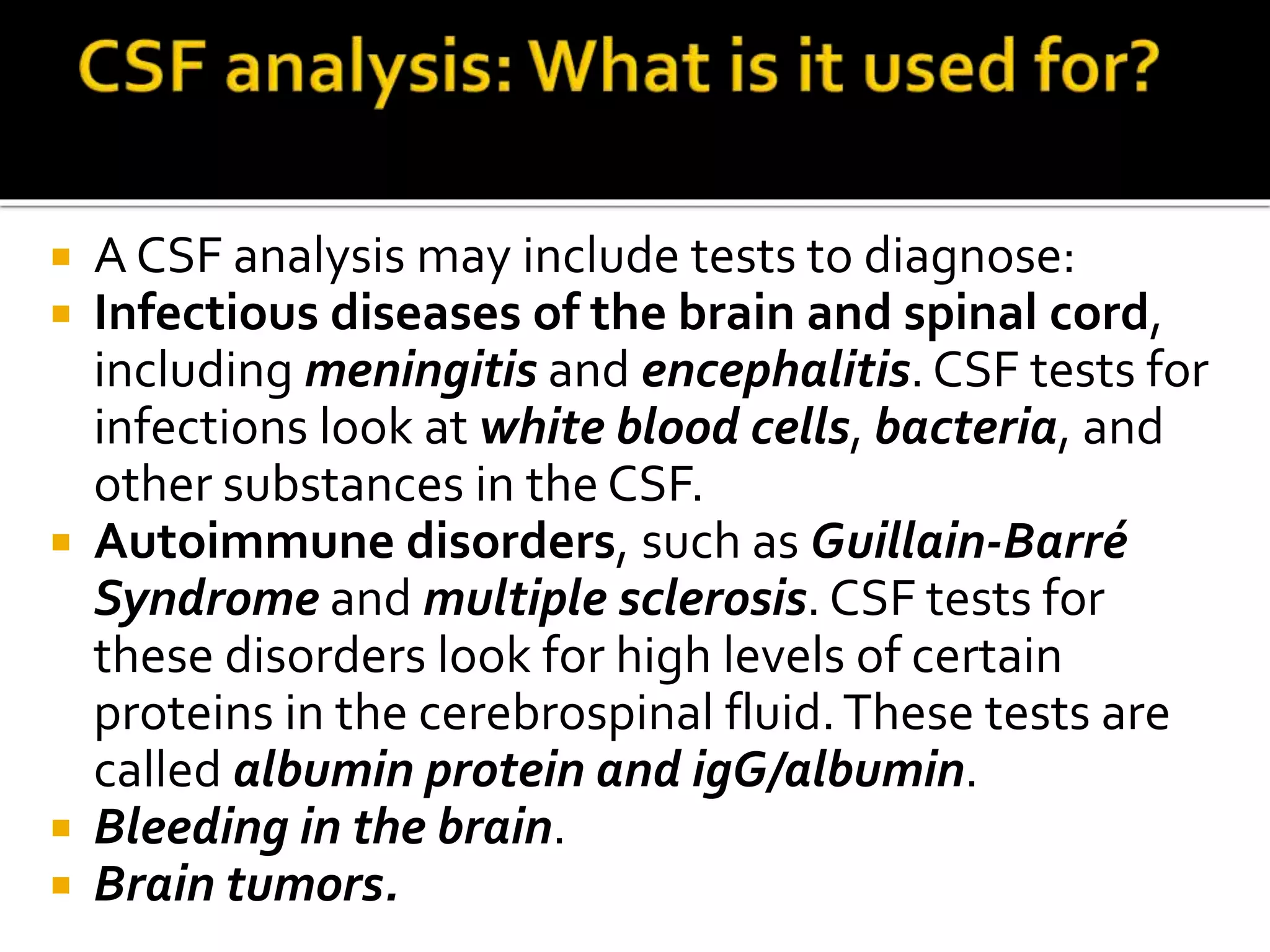 Collection, transport and processing of clinical specimens: CSF | PPTX