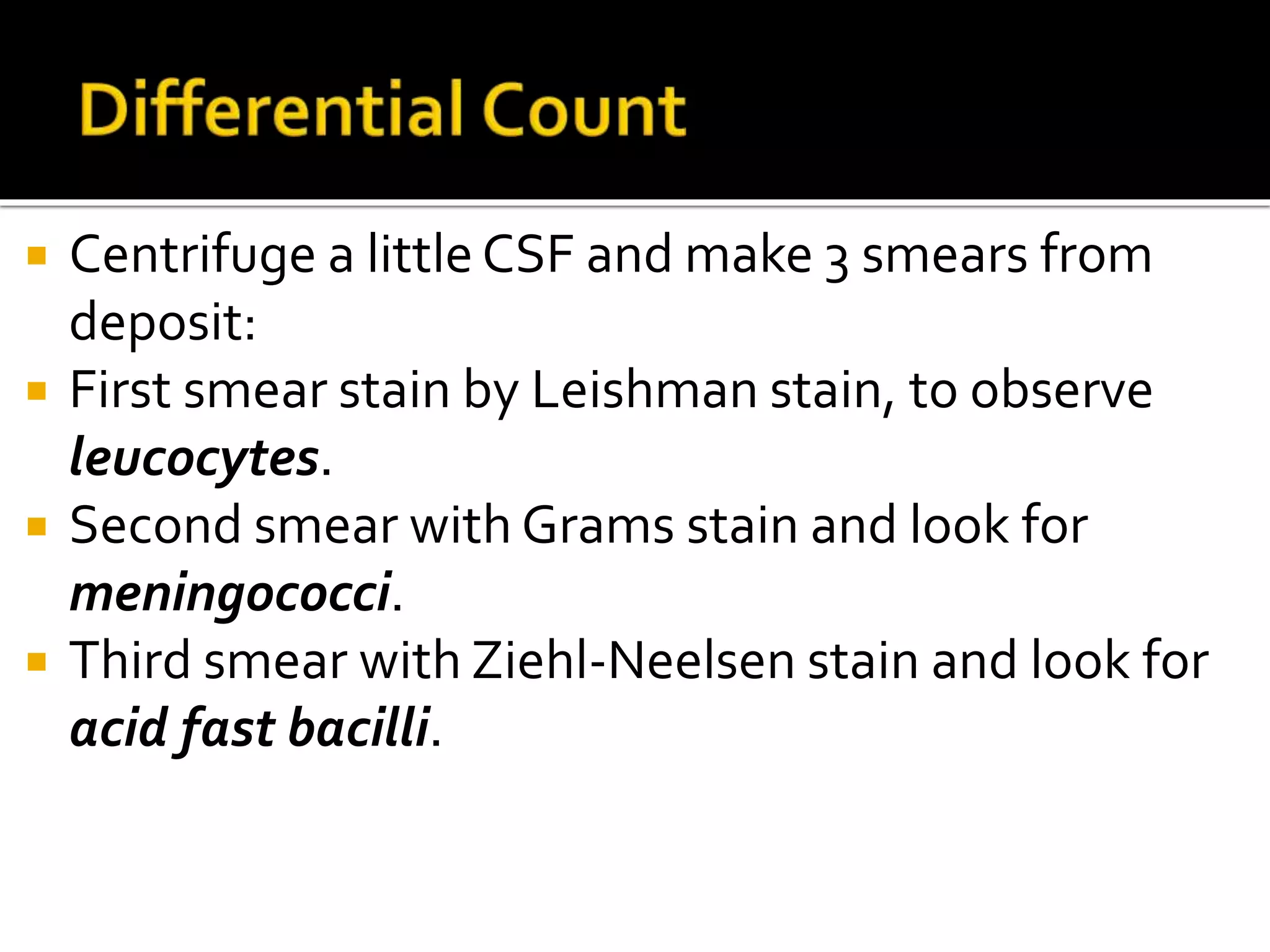 Collection, transport and processing of clinical specimens: CSF | PPTX