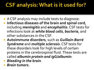 Collection, transport and processing of clinical specimens: CSF | PPTX