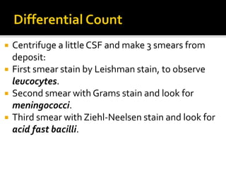 Collection, transport and processing of clinical specimens: CSF | PPTX