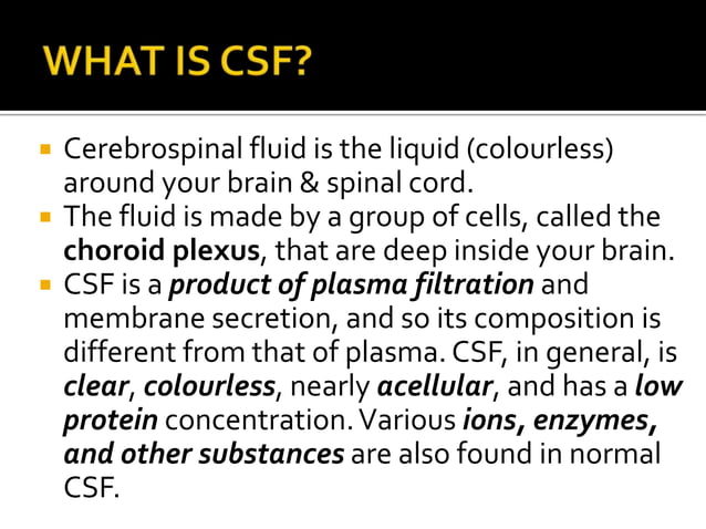 Collection, transport and processing of clinical specimens: CSF | PPTX