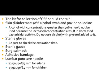 Collection, transport and processing of clinical specimens: CSF | PPTX
