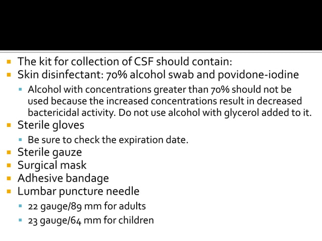 Collection, transport and processing of clinical specimens: CSF | PPTX