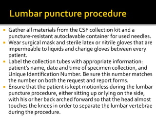 Collection, transport and processing of clinical specimens: CSF | PPTX