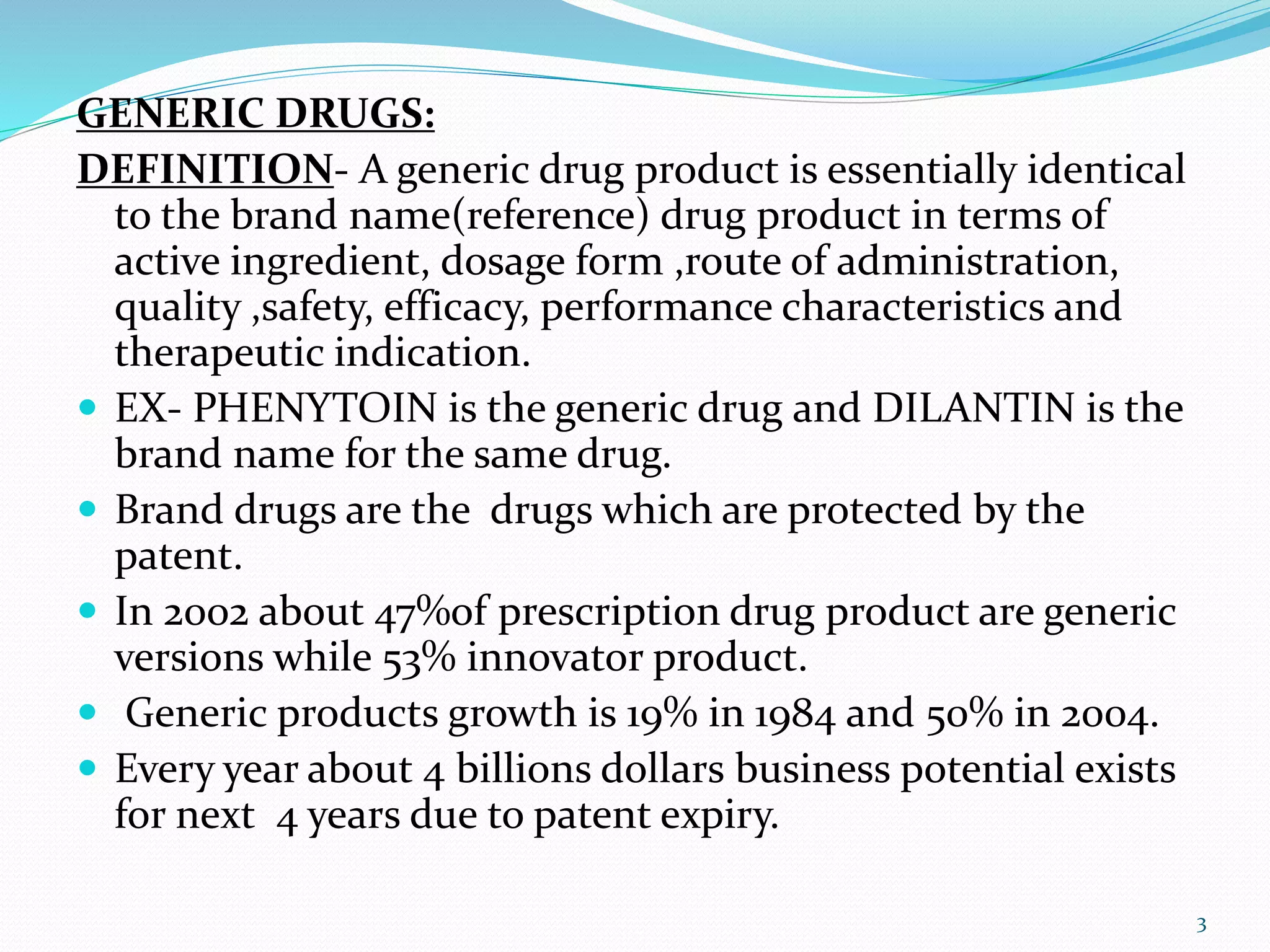 Generic drugs product development | PPTX