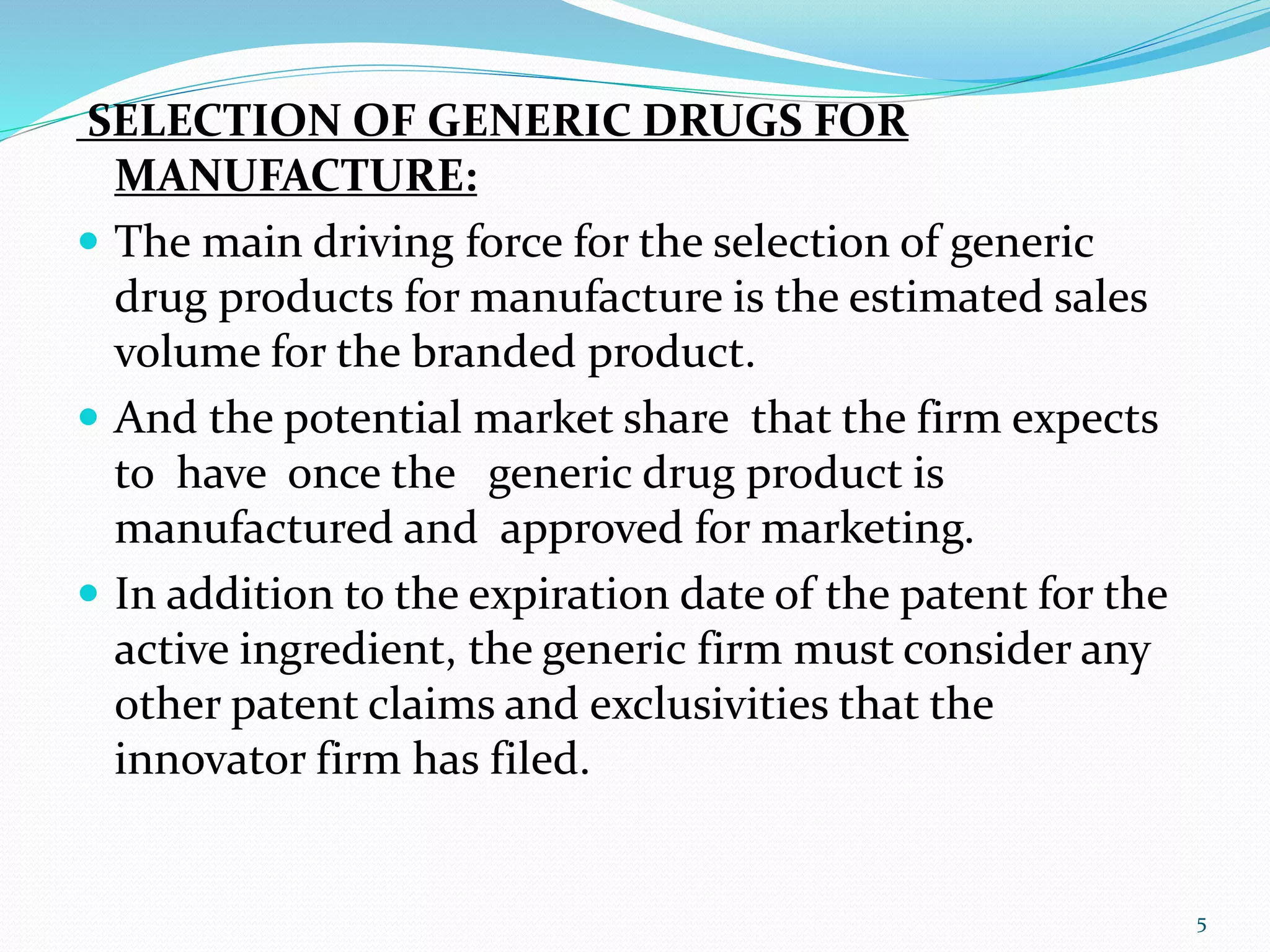 Generic drugs product development | PPTX