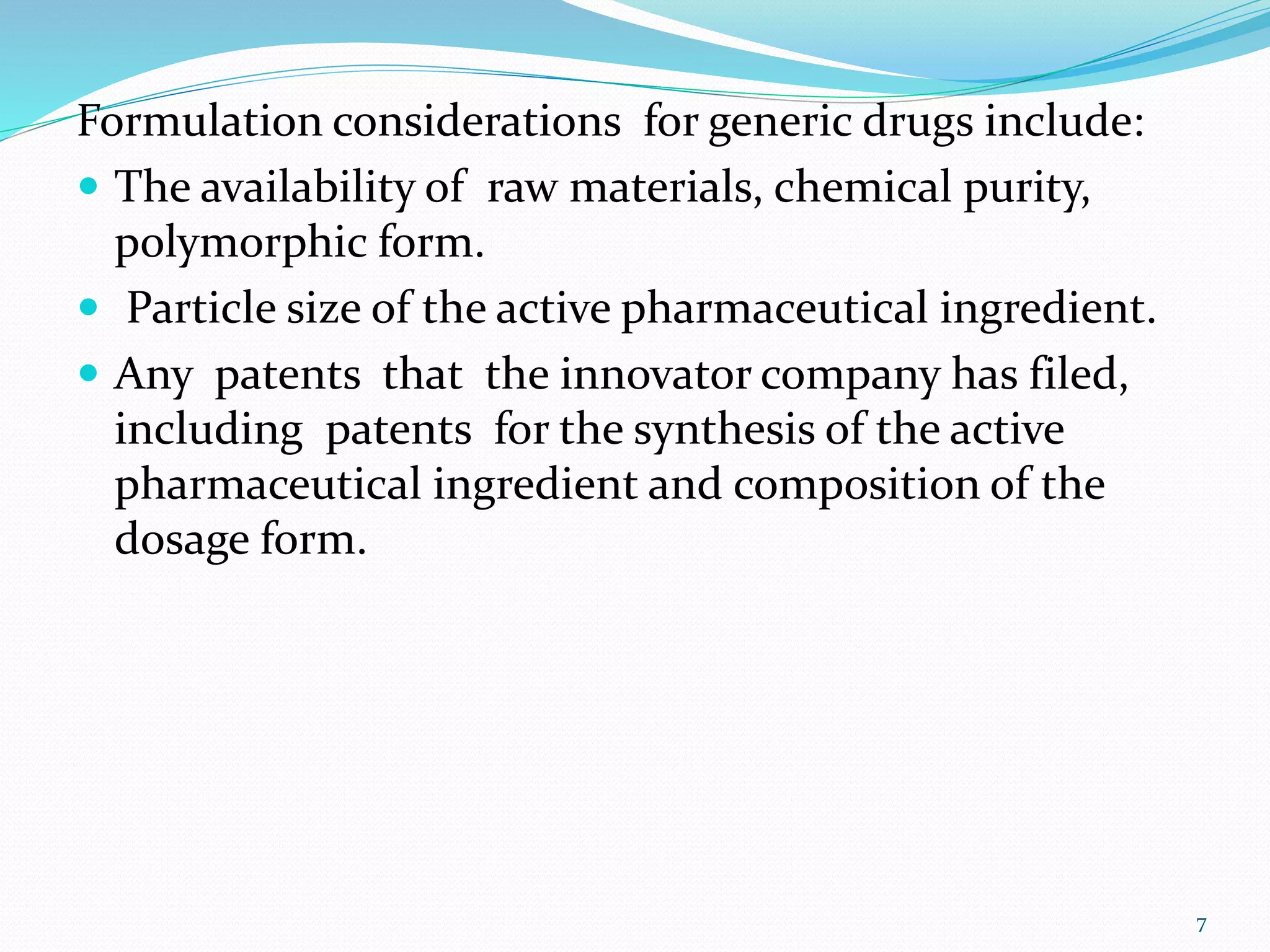 Generic drugs product development | PPTX
