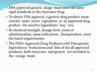 Generic drugs product development | PPTX
