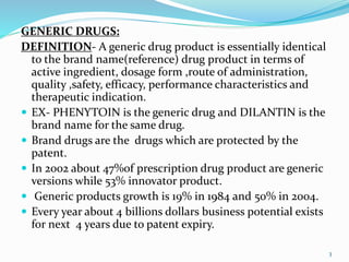 Generic drugs product development | PPTX