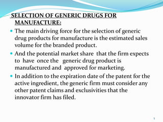 Generic drugs product development | PPTX