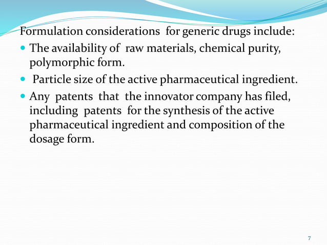 Generic drugs product development | PPTX