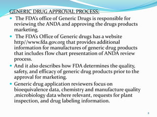 Generic drugs product development | PPTX