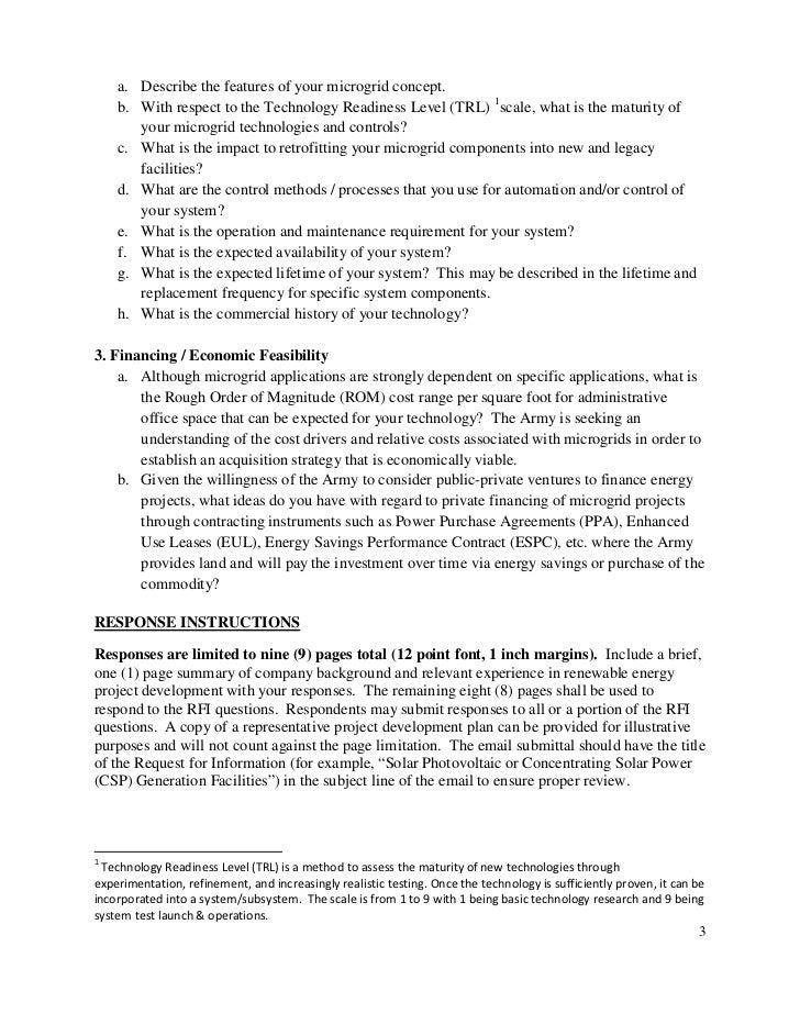 US Army Ft Bliss RFI for microgrids