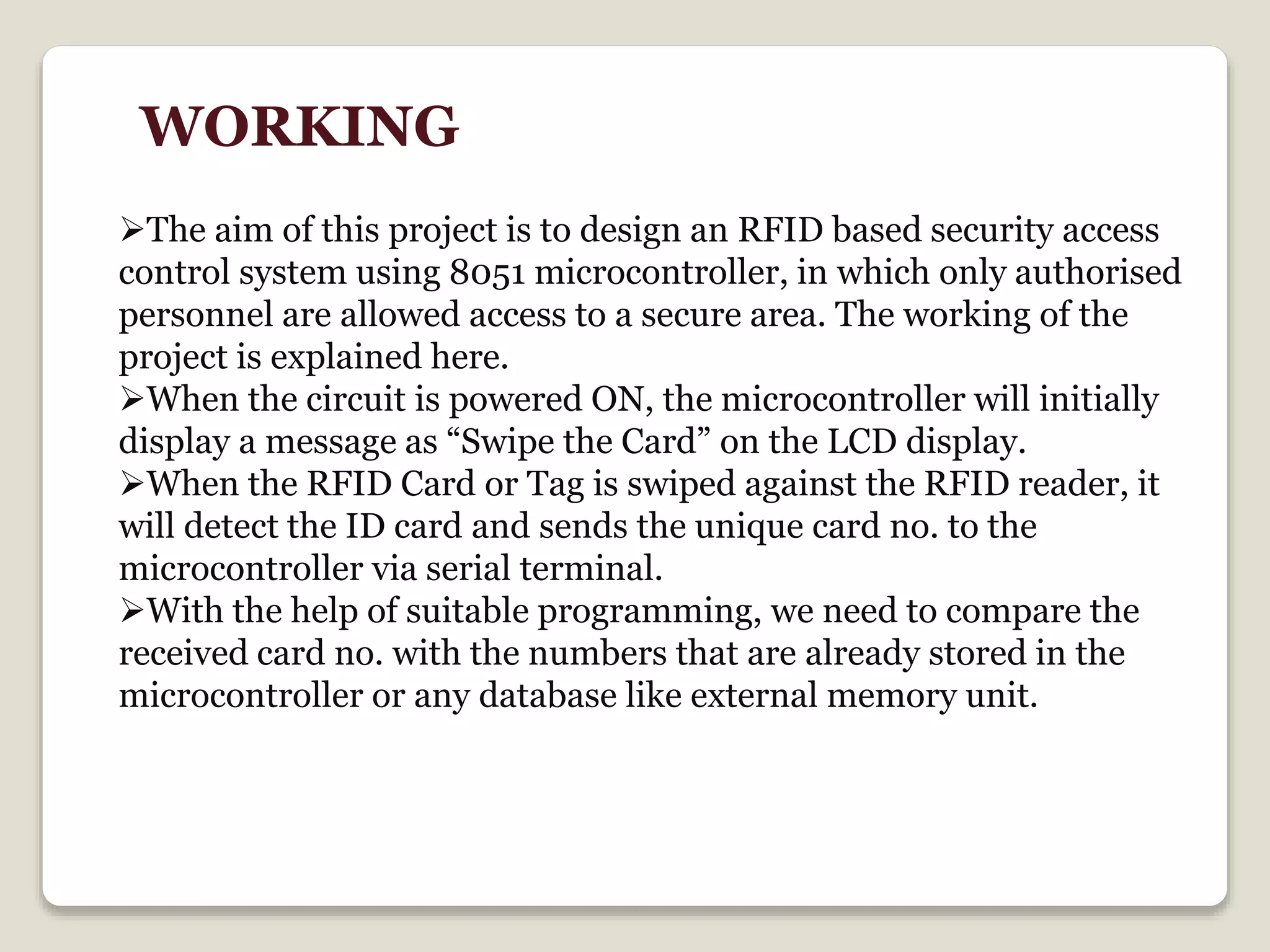 Rfid based access control system using microcontroller | PPT Rfid based access control system using microcontroller | PPT