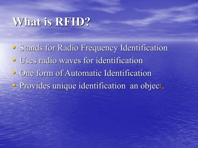 RFID RADIO FREQUENCY IDENTIFICATION ..PPT