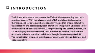 Rfid based smart attendance system using google sheet.pptx