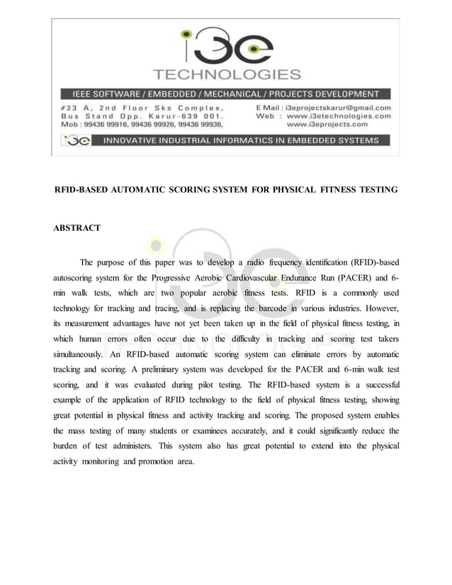 Rfid based automatic scoring system for physical fitness testing | PDF